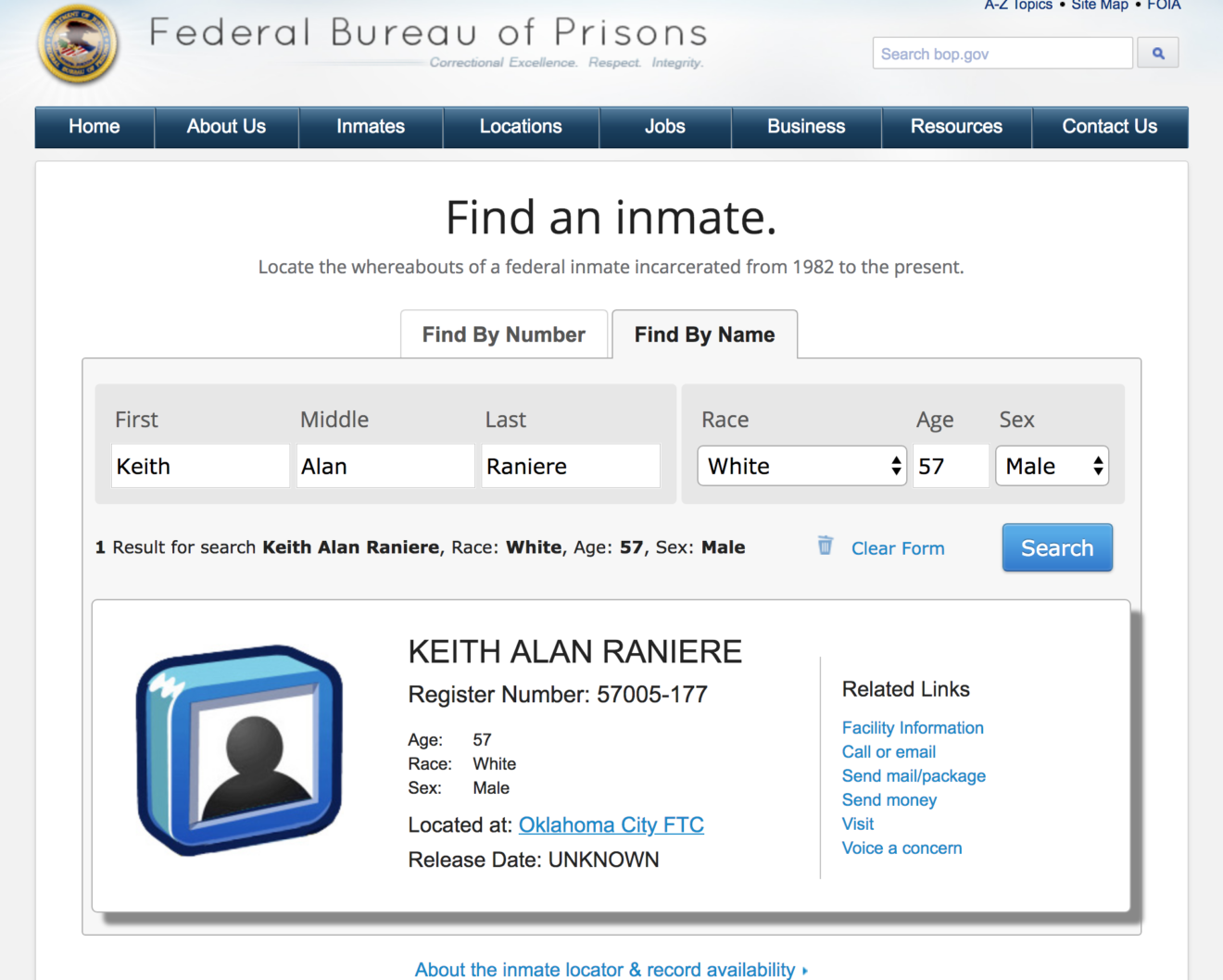 NXIVM sex cult leader Keith Raniere held at Federal Transfer Center ...